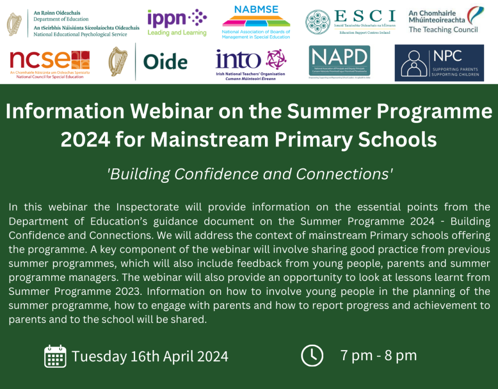 Information Webinar on the Summer Programme 2024 for Mainstream Primary ...